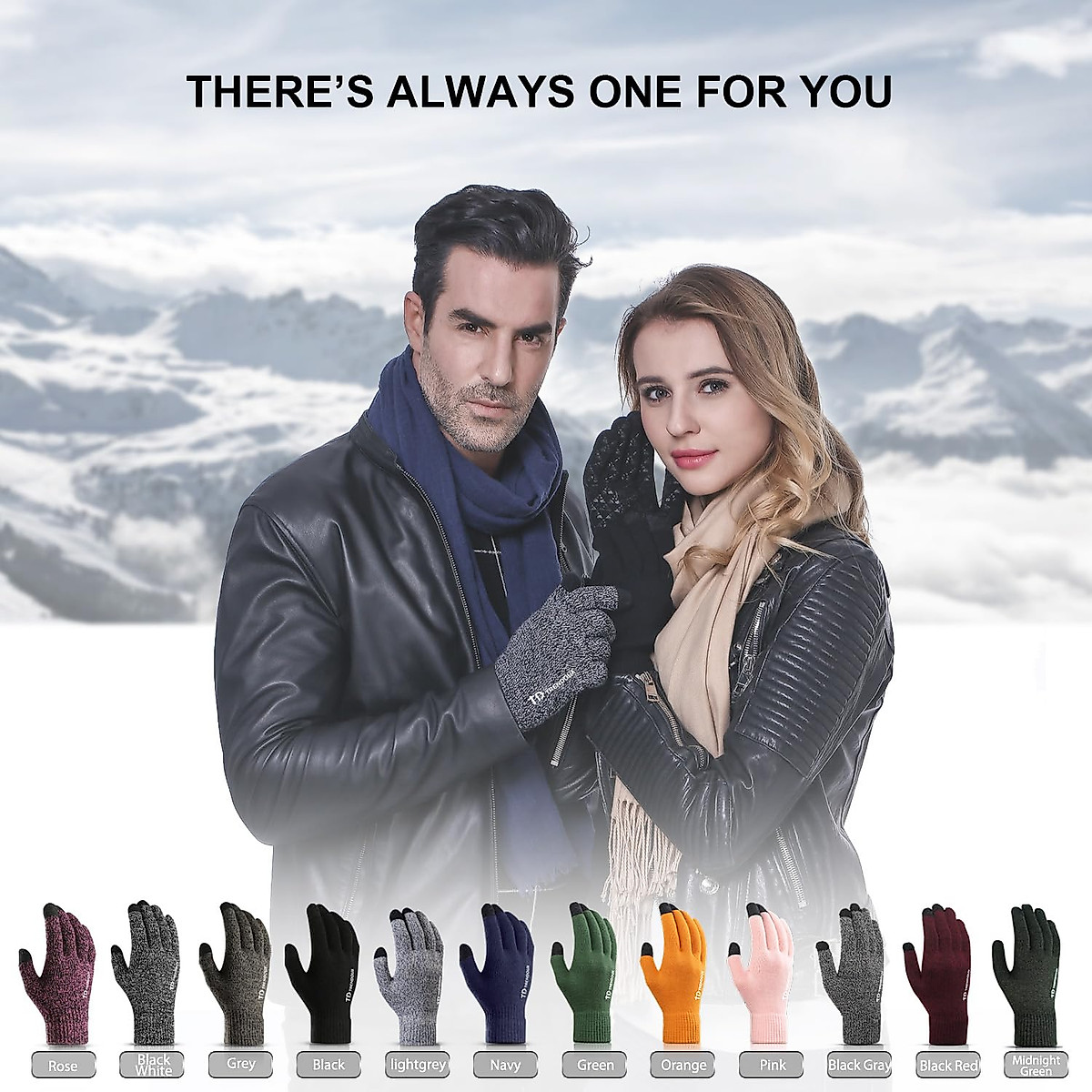 TRENDOUX Unisex Touchscreen Winter Gloves - Elastic Cuff, Thermal Lining, Stretchy Material - Black, White