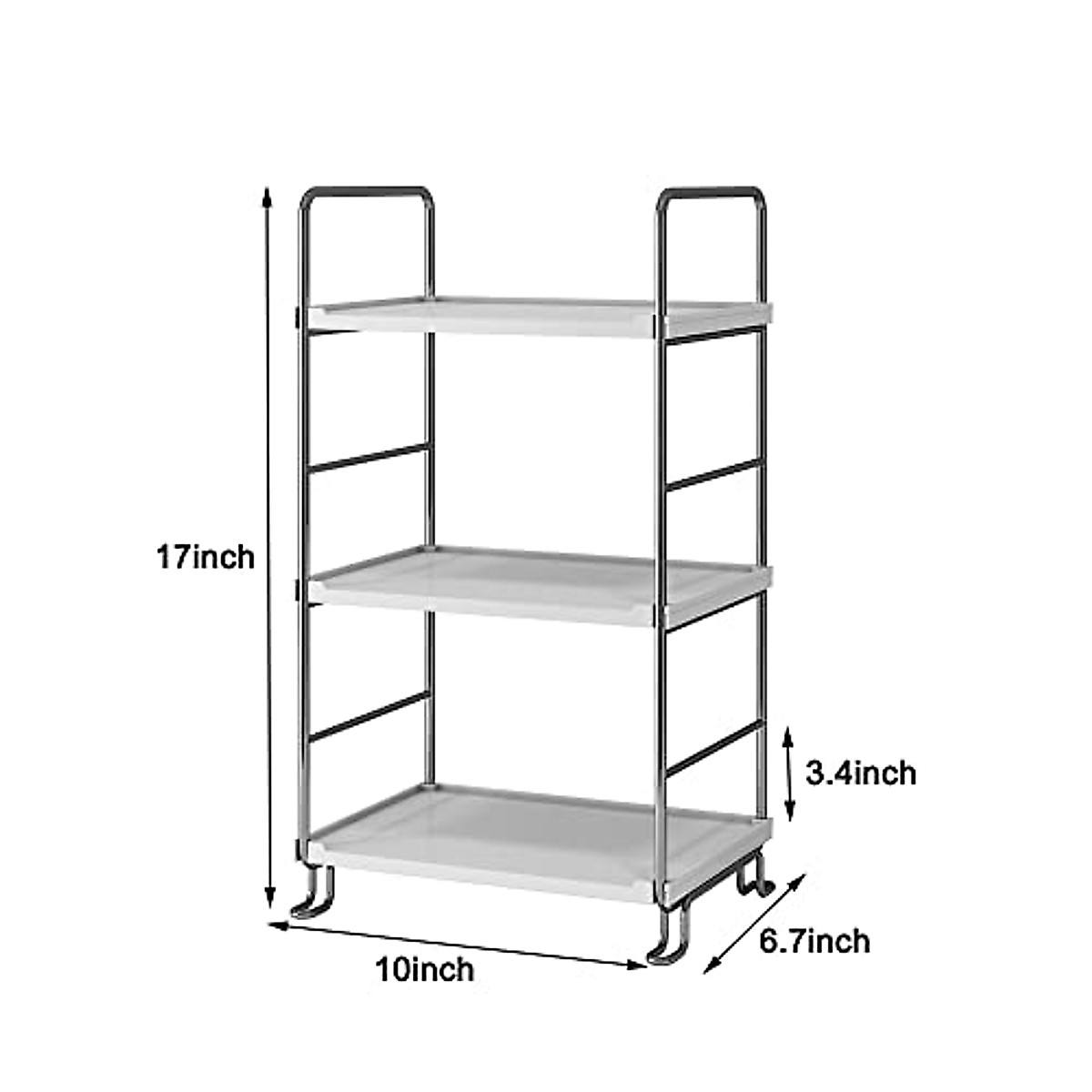 3-Tier Bathroom Countertop Storage Organizer Cosmetic Makeup Vanity Tray Kitchen Spice Rack Standing Shelf, Silver