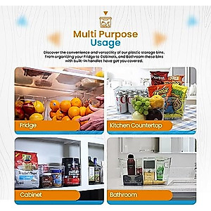 Refrigerator Organizer with Clear Plastic Storage Cabinet, BPA Free, Multi-Size Saves Space. (9.8x3.5x5.9inches)