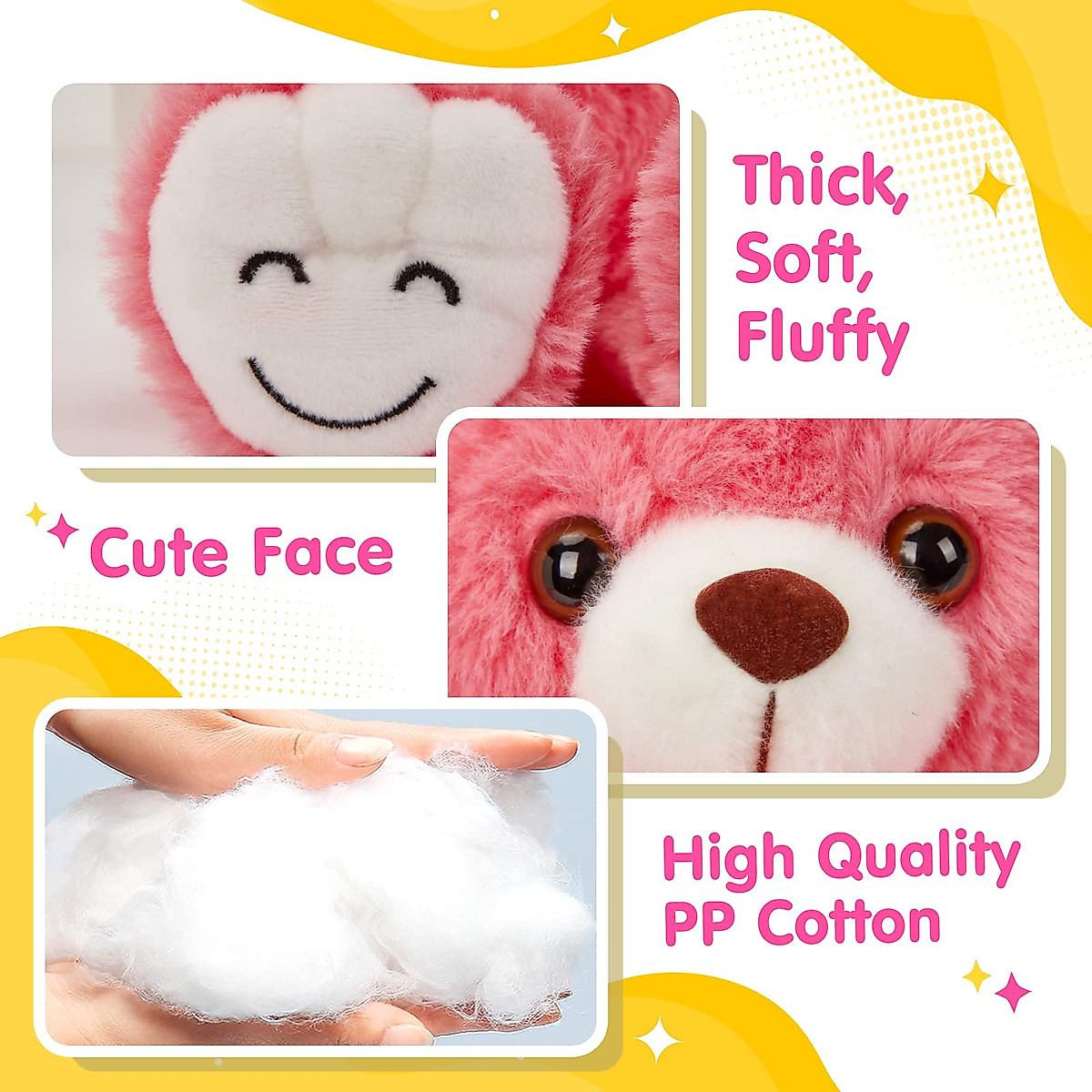 BSTAOFY Light up Plush Bears Gentle Smile Stuffed Animal Soft Fur Nightlight Toy Valentine's Day Gifts for Kids Birthday, 11.5"