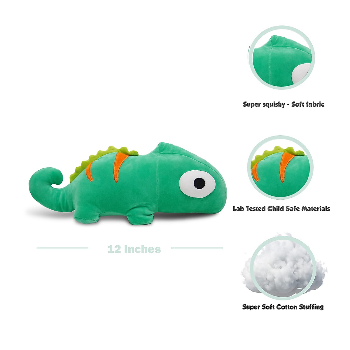 Avocatt Cute Chameleon Plushie Toy - 10 Inches Stuffed Reptile Animal Plush - Plushy and Squishy Lizard with Soft Fabric and Stuffing - Cute Toy Gift for Boys and Girls