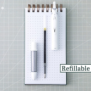 PILOT Acroball PureWhite Advanced Ink Refillable & Retractable Ball Point Pens with Silver Accents, Fine Point, Black Ink, 14-Pack (14694)