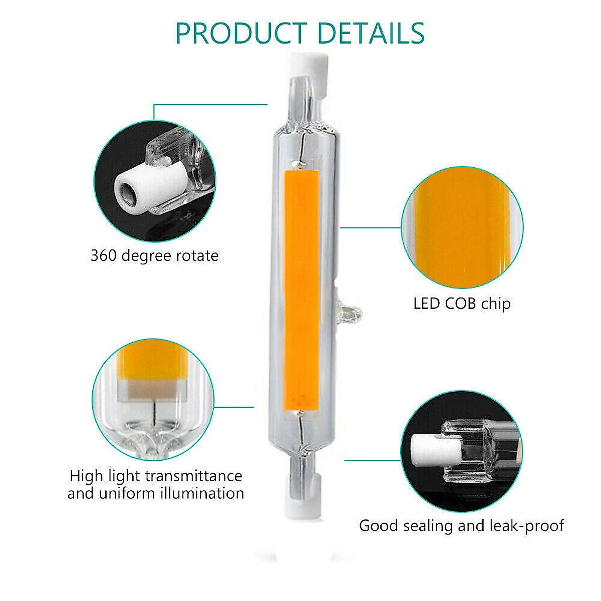 Lxcom Lighting R7s LED Bulb 118mm 20W Double Ended LED Bulbs 120V J Type R7s Floodlight 150W Halogen Bulb Replacement Warm White 3000K Landscape Lights,2 Pack