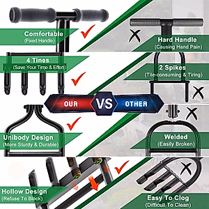 EEIEER Lawn Aerator Coring Tool, Manual Plug Core Aerators with Clean Tool, Upgarded Yard Aeration Tools with 4 Hollow Slots for Compacted Soils & Lawns Garden Care-37.6''