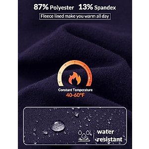 BALEAF Fleece Lined Joggers Women Waterproof Thermal Hiking Pants Sweatpants Track Pants Winter Clothes Running Gear Navy L