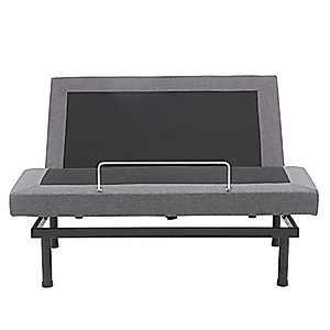 Adjustable Comfort Upholstered Adjustable Bed Base with Massage, Wireless Remote, Three Leg Heights, and USB Ports-Ergonomic, Twin XL, Dark Grey