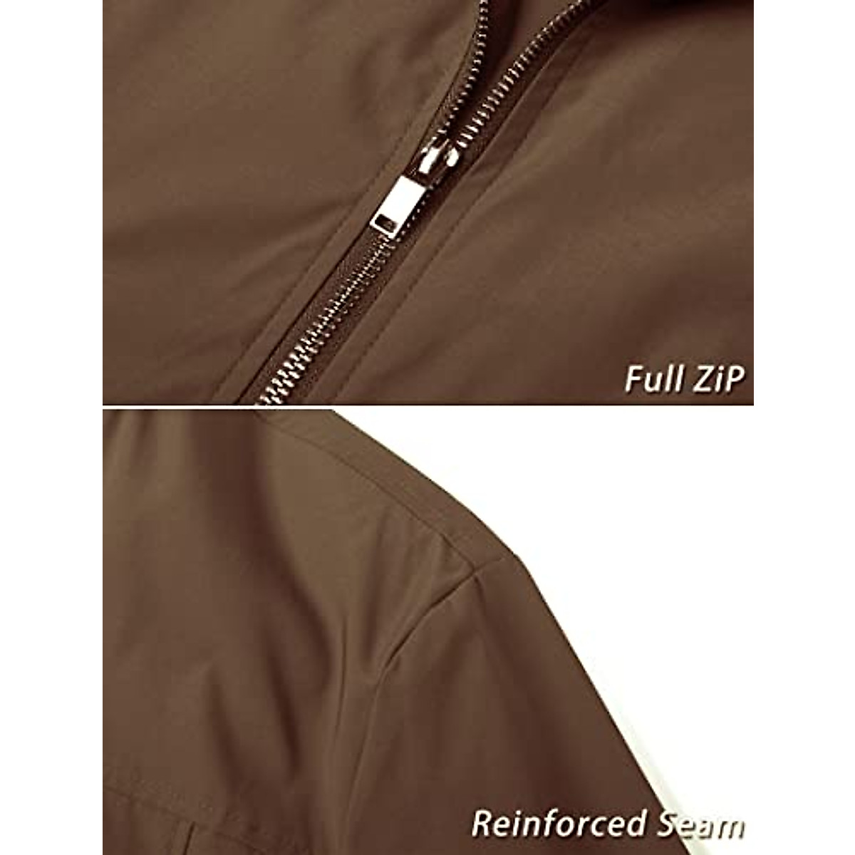 EKLENTSON Mens Jackets Lightweight Collared Golf Bomber Varsity Jackets for Men, Brown, X-Large