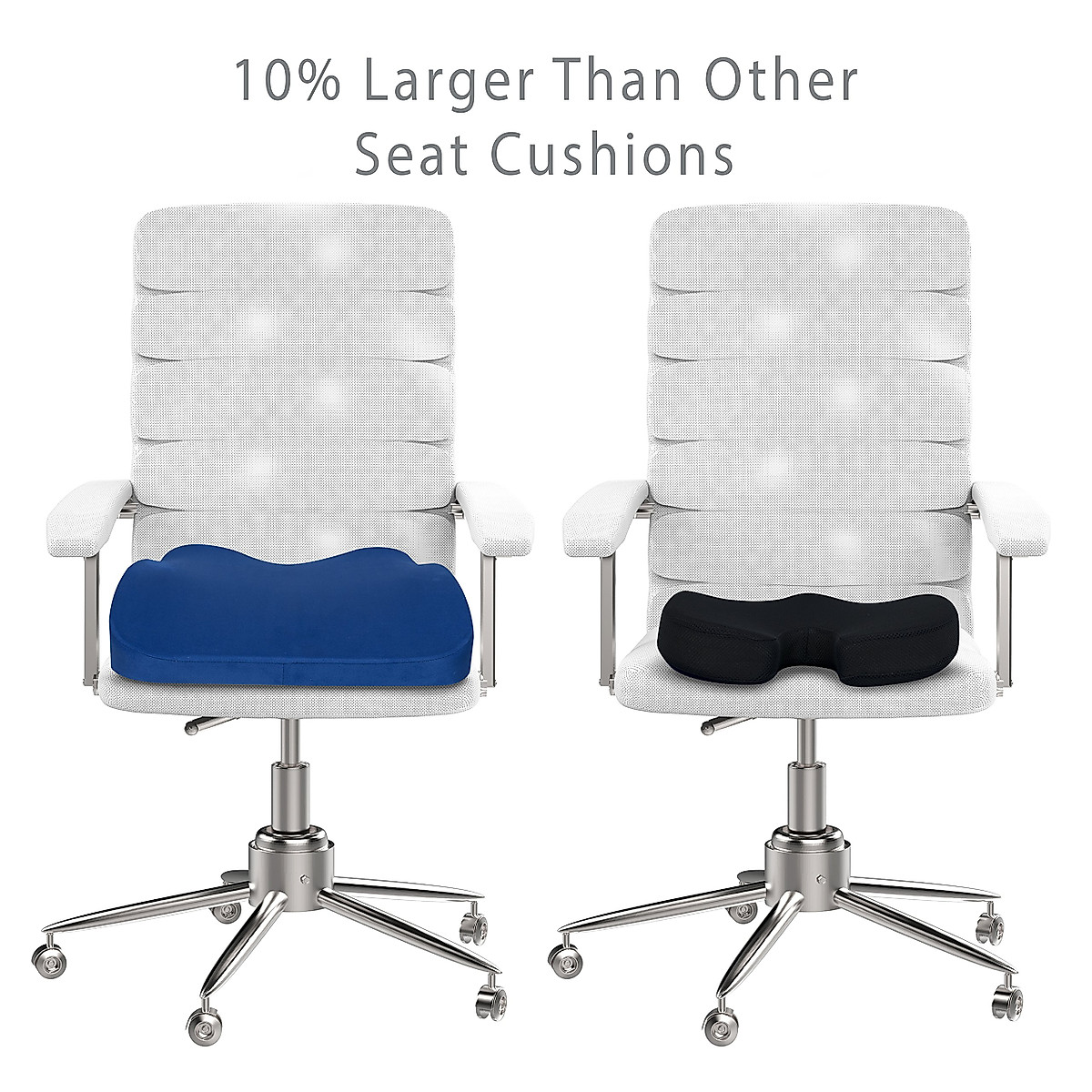 Sleep Yoga GO Memory Foam Oversized Seat Cushion with Contour Design, Firm Support to Help Improve Posture and Relieve Pain for Hips and Lower Back, Ideal for Office Chair & Airplane