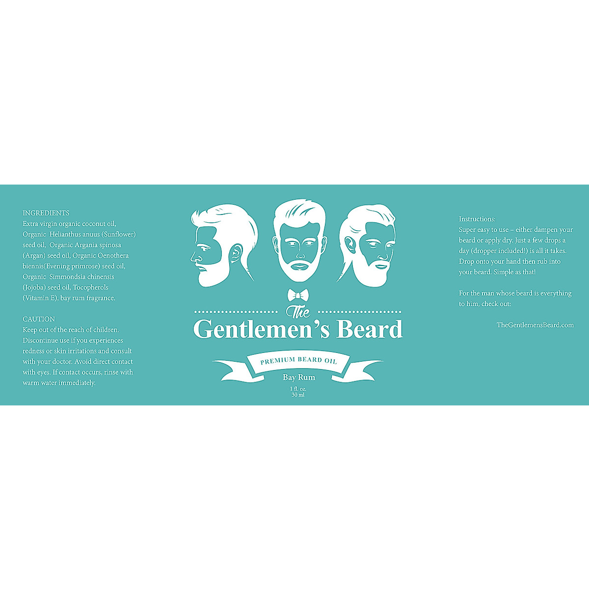 The Gentlemen's Beard Premium Bay Rum Beard Oil - Conditioner Softener - All Natural - Softens, Strengthens and Promotes Beard & Mustache Growth - Leave In Conditioner Moisturizes Skin