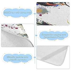 Blueangle Lily Flowers and Birds Watercolour Baby Bed Pad Washable Mattress Pad, Summer Crib Sheets Reusable Underpads Bed Ice Silk Mat Set with Pillowcase for Baby Toddler