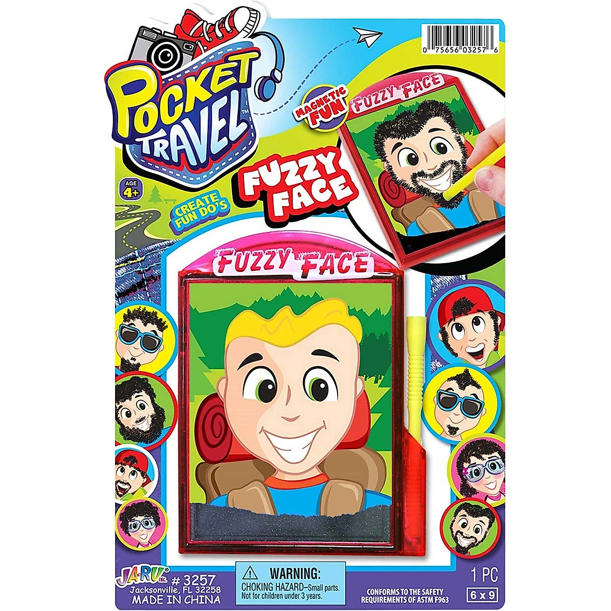 JA-RU Magnetic Face Toy (6 Units) Funny Beard, Hair & Fuzzy Face Magnetic Toy. Hand Held Road Trip Games. Retro Toys for Kids. Christmas Stocking Stuffers. 3257-6