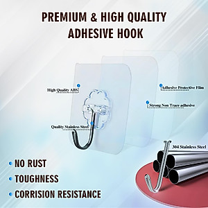 Carespot Self Adhesive Wall Hooks for Hanging - Wall Door Stick On Hooks/Extra Strong Sticky Hooks for Hanging Coat, Clothes, Towel, Keys, Kitchen Utensils and Much More - 33lb(Max) - Pack of 24