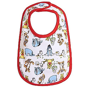 Disney Winnie the Pooh Tigger Eeyore Piglet Baby Boys 5 Pack Side Snap Bibs