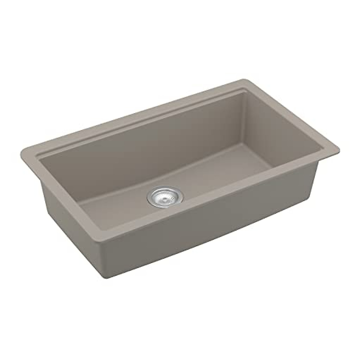 Karran QUWS-875 Undermount 32.5 in. Large Single Bowl Quartz Workstation Kitchen Sink in Concrete