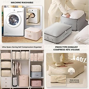 2024 Upgrade Ultra Space Saving Self Compression Organizer, Space Saving Self Compression Organizer for Comforters Compression Duvet Storage Bag Large Capacity Organizer Bag for Comforters