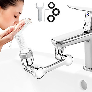1080° Faucet Extender, 1080 Swivel Robotic Arm Swivel Extension Faucet Aerator, 2 Types of Water Discharge Model, Multifunctional Robot Arm for Cleaning Eyes/Hair/Face for Kitchen and Bathroom(1Pack)