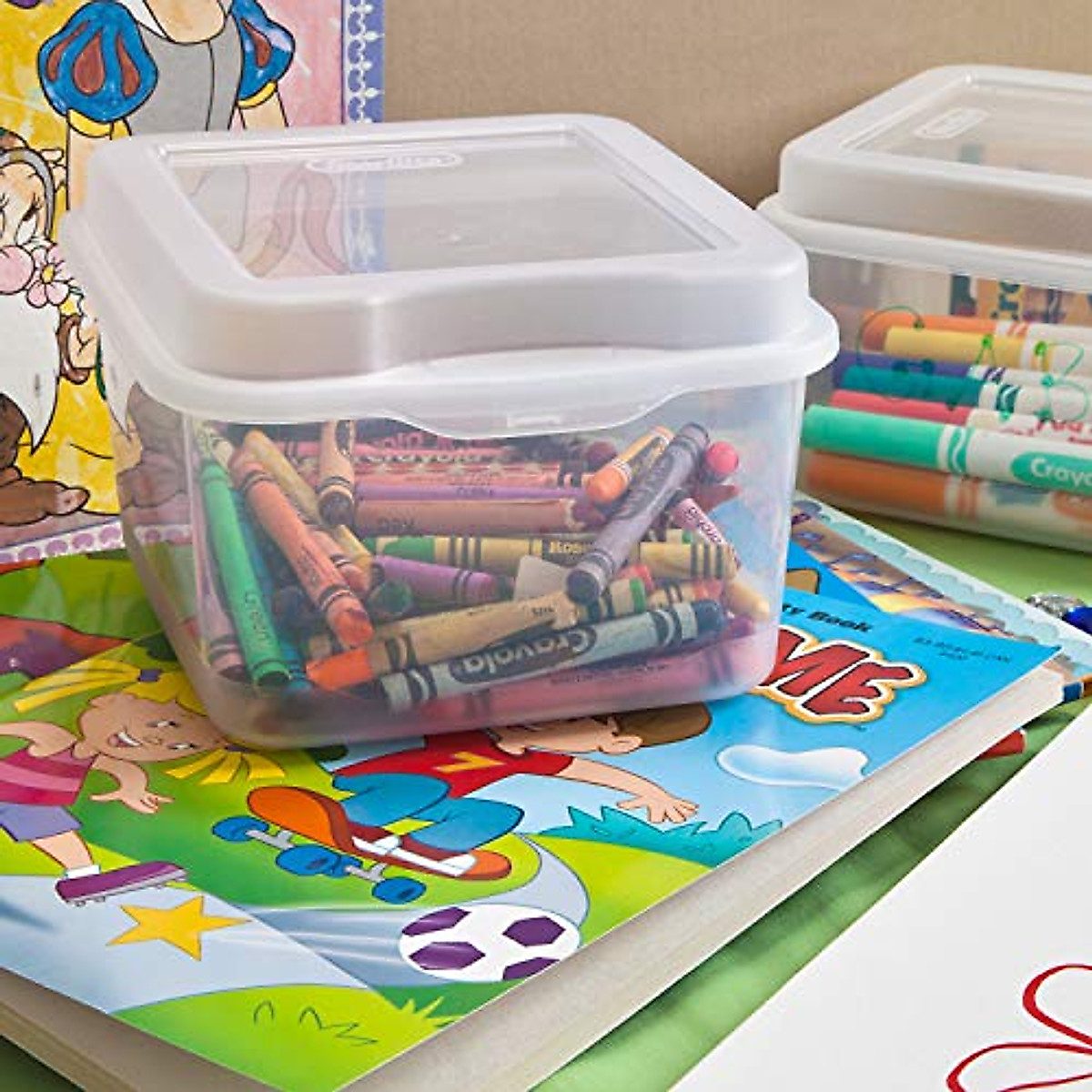 Sterilite 18038612 Flip Top, Clear, 12-Pack & 18058606 Large Flip Top, Clear, 6-Pack