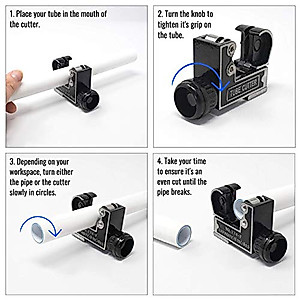 Pipe Cutter [1/8" - 1 1/8"] Tube Cutter Tool for Copper Pipe, Stainless Steel Tubing, Metal, Plastic, Brass - Copper Pipe Cutter - Compact & Tight Space Rigid Tubing Cutter Set for Plumbing