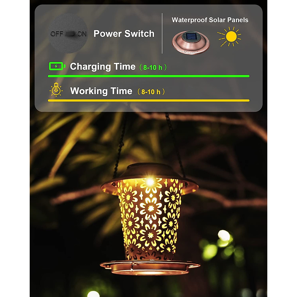 Bird Feeders for Outdoors Hanging Solar Bird Feeder Garden Lantern for Outside Patio Decoration Gift for Wild Bird Lovers Metal Easy to Clean and Fill