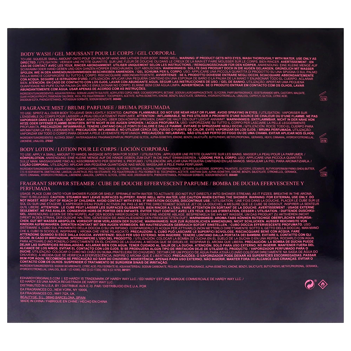 Ed Hardy Women's Perfume Gift Set, 4 Pieces Include Fragrance Mist, Body Lotion, Body Wash, and Fragrant Bath Fizz