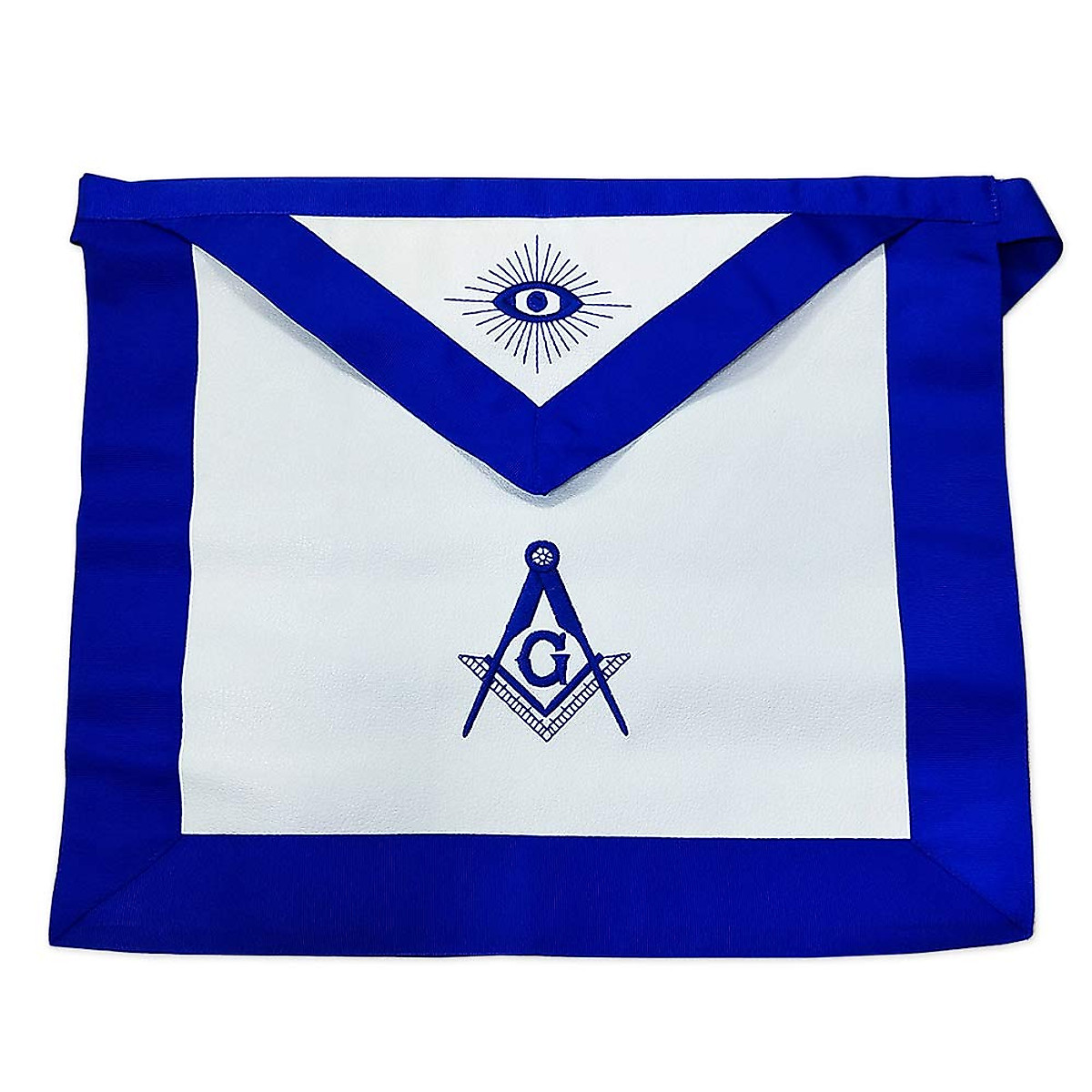 Masonic Apron Synthetic Leather Blue Lodge Master Mason Blue Grosgrain Ribbon Borders