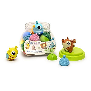Lalaboom My First Step-by-Step Developmental Sensory 21 Piece Character Bead Activity Set – Pop, Twist, Mix, and Stack— Montessori Method STEM Focus – Dishwasher Safe - Ages 10 Months+ - BL220