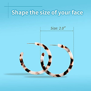 JSJOY Lightweight Resin Acrylic Hoop Earrings,Bohemian Small Resin Statement Earrings,Acrylic Earrings for Women Hoop Set,Hypoallergenic,White,Tortoise Shell,Leopard,3 Pairs