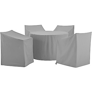 Crosley Furniture Patio Furniture Covers, Waterproof 5-Piece Cover Set for Round Outdoor Dining Sets, Gray