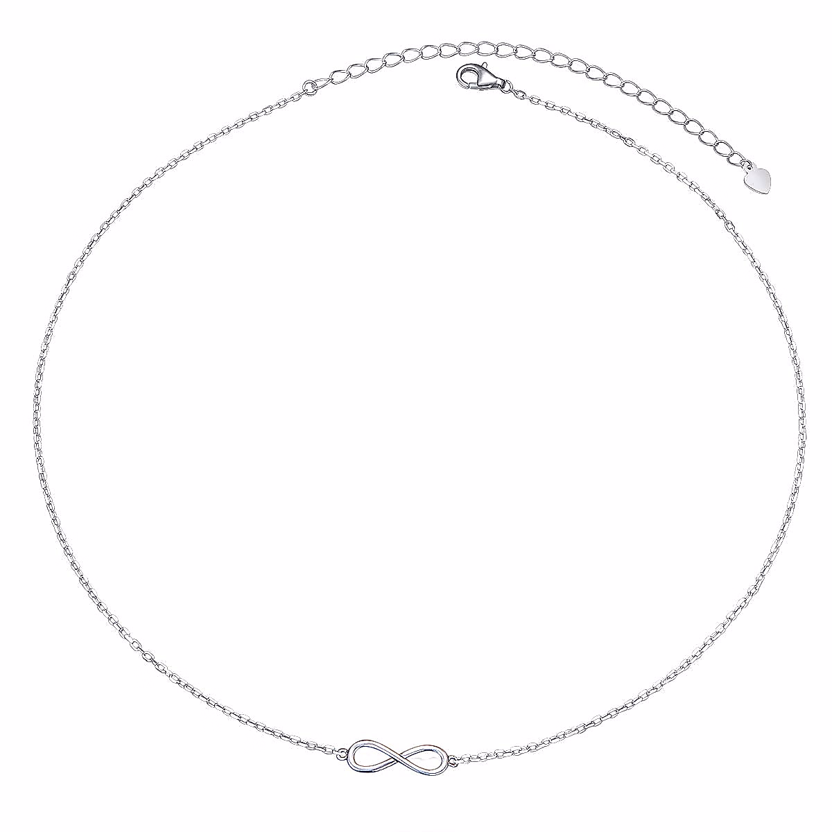 DAOCHONG S925 Sterling Silver Choker Infinity Clavicle Short Pendant Necklace for Women Jewelr