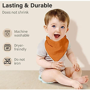 NISXABEBE Muslin Baby Bibs,Baby Bandana Drool Bibs 100% Cotton for Baby Boy Girl,Solid Colors Bib for Drooling Teething 6 Pack (unisex)