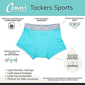 CONNI Kids Training Boxer Pants Soft Shorts Reusable Toddler Potty Training Underwear Waterproof Easy Pull Up Youth Incontinence Aqua Sizes 4-6