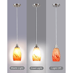 karyfine Art Glass Mini Pendant Lights Kitchen Island Marble Glass Pendant Light Shade with Brushed Nickel Finish Ceiling Hanging Lights for Kitchen Over Sink,Dining/Living Room Red Marble-1Pack
