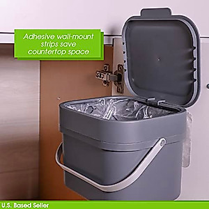 7Penn Small Compost Bin for Kitchen - 1gal Countertop Compost Bucket for Food Scraps, Trash, Recycling and More - 4L Cabinet or Wall Mounted Aluminum Indoor Compost Bin