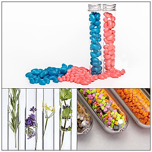 PATIKIL 200Pcs 45ml Plastic Test Tube with Screw Caps, 140x25mm Tubes Aluminum Lid, for Scientific Experiments Party Decoration Candy Bead Storage Bath Salt