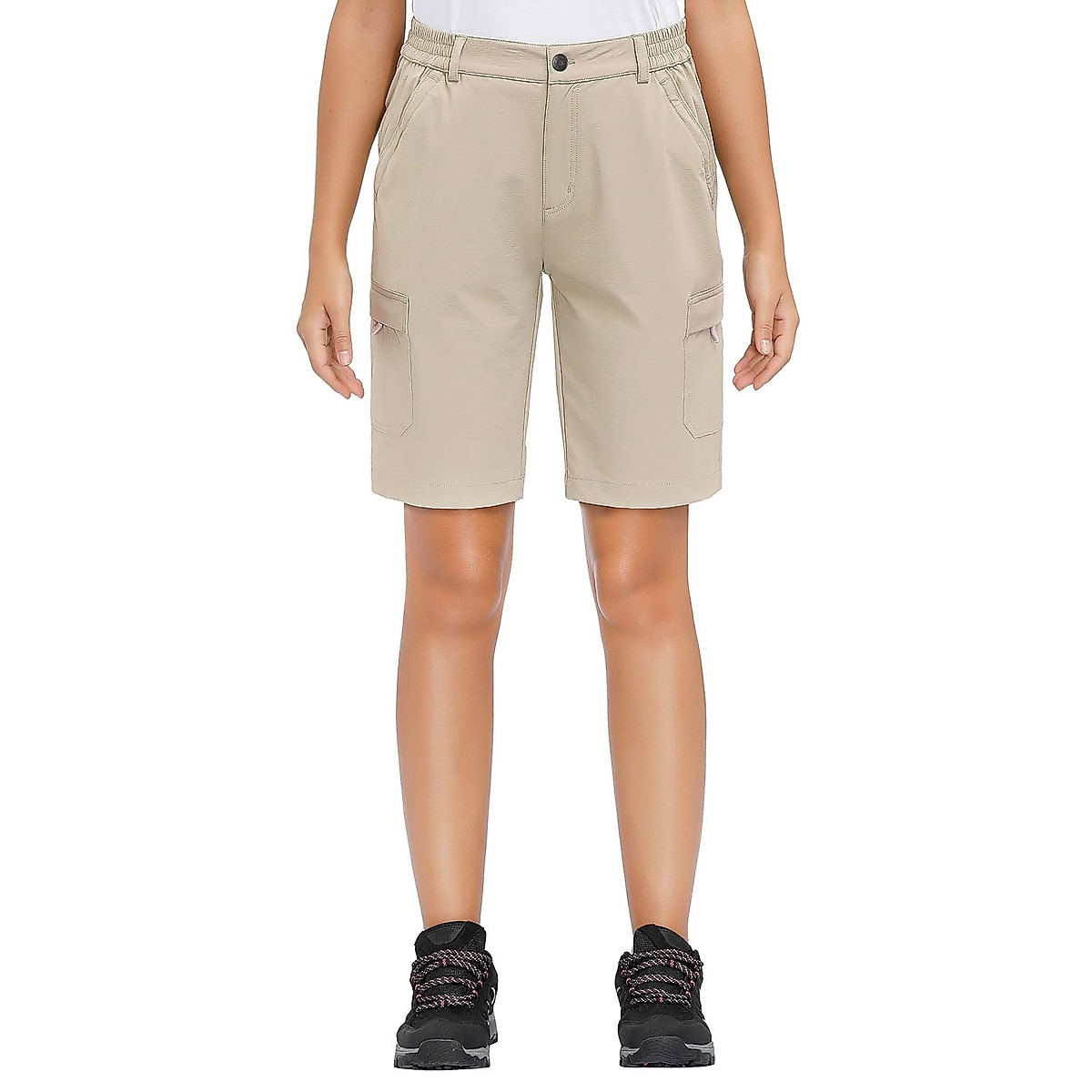 Libin Women's Lightweight Hiking Shorts Quick Dry Cargo Shorts Summer Travel Golf Shorts Outdoor Water Resistant Khaki XXL