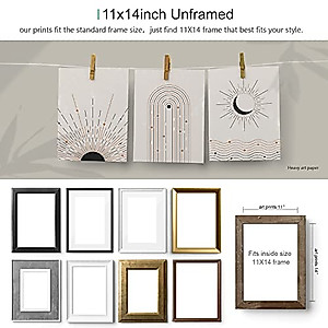 Sun Moon Rainbow Line Art, Boho Minimalist Decor, Mid Century Modern Decor, Bedroom, Living, Laundry Room Prints, Set of 3 Wall Art, 11x14inch Unframed