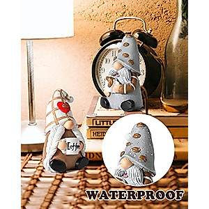 iStatue Coffee Gnomes - Set of 2 Resin 4-inch Swedish Collectible Figurines Couple and Coffee Bar Accessories for Counter Valentine Decor (Coffee Gnomes)