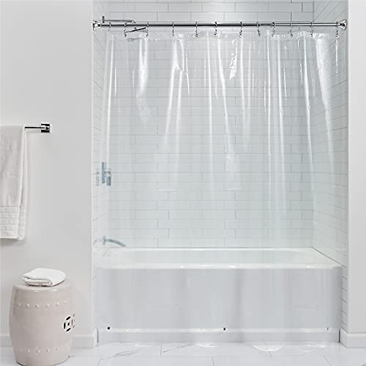 Gorilla Grip PEVA Waterproof Shower Curtain Liner, Strong Weighted Magnets, Rust Resistant Grommets, Heavy Duty Thick Liners, Easy Hang, Fits Standard Bathroom Showers and Bath Tubs, 72x72, Clear