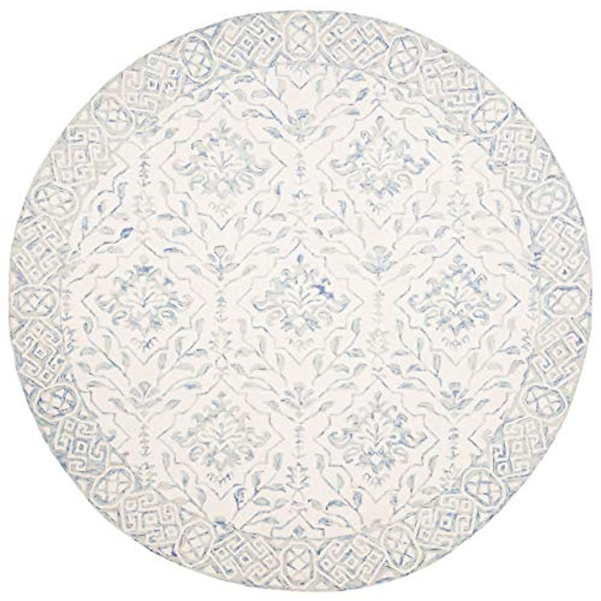 SAFAVIEH Dip Dye Collection Area Rug - 7' Round, Light Blue & Ivory, Handmade Wool, Ideal for High Traffic Areas in Living Room, Bedroom (DDY901L)