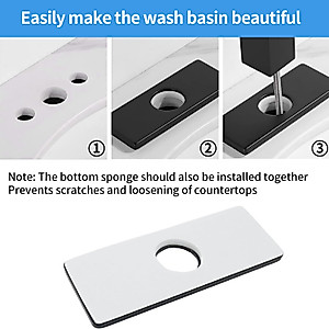 2pcs 6" Hole Cover Deck Plate for Bathroom Vanity Sink, 3-to-1 Bathroom Faucet Escutcheon Plate, Rectangle, Stainless Steel (Matte Black)