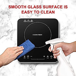 COOKTRON Portable Induction Cooktop 1800W, 10 Temperature 9 Settings Induction Countertop Single Burner with 4H Timer, Sensor Touch Induction Cooker with Kids Safety Lock, black (AAMUS-CT-FS-IC312)