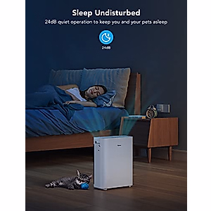 Govee Smart Air Purifiers for Pets, Wi-Fi Air Purifiers for Home Large Room Bedroom, H13 True HEPA Filter Cleaner with Washable Filter for Pet Hair, Odors, PM2.5 Sensor, Auto Mode