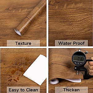 practicalWs Brown Wood Grain Contact Paper Peel and Stick, Vintage Rustic Wood Textured Wallpaper, Self Adhesive Removable Faux Wood Wall Paper for Countertop Drawer and Cabinets 17.7in x 118.1in