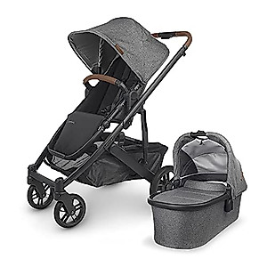 Cruz V2 Stroller – Greyson (Charcoal mélange/Carbon/Saddle Leather) + Bassinet – Greyson (Charcoal mélange/Carbon)