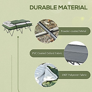 Outsunny 2-Person Folding Camping Cot Portable Outdoor Bed Set with Sleeping Bag, Inflatable Air Mattress, Comfort Pillows and Carry Bag, Soft and Comfortable for Outdoor Travel Camp Beach Vacation
