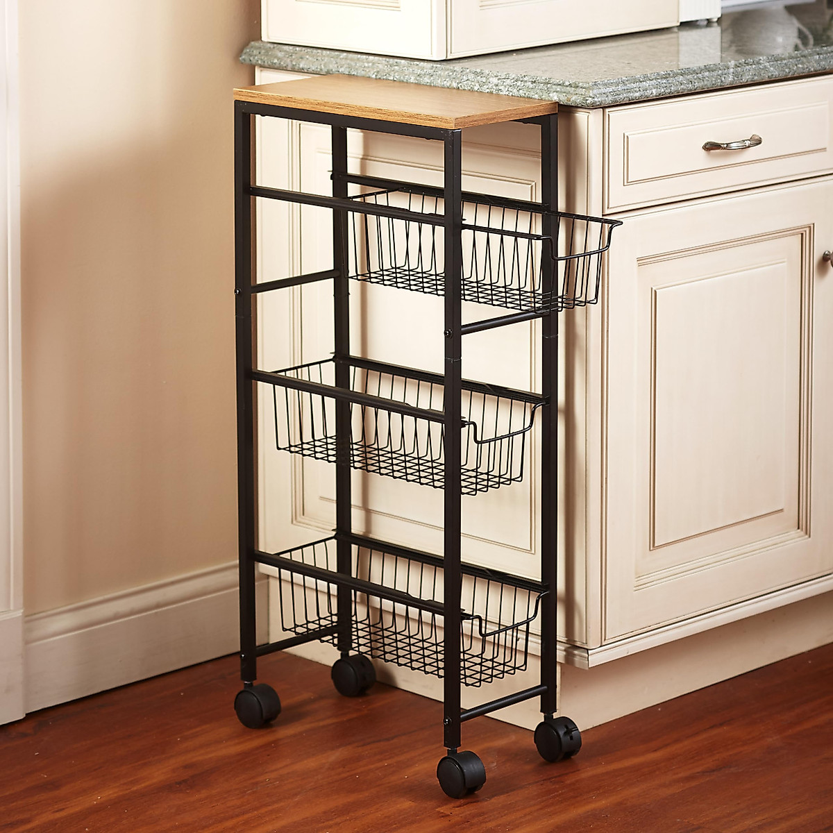 The Lakeside Collection Slim Rolling Kitchen Shelf-Kitchen Shelf