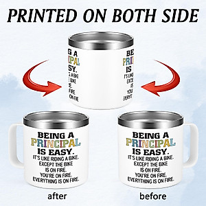 Lifecapido Principal Gifts, Being a Principal is Easy Except the Bike is on Fire Coffee Mug, Principal Appreciation Gifts for Men Women Principal Day Birthday Teacher Appreciation Day, 14oz, White