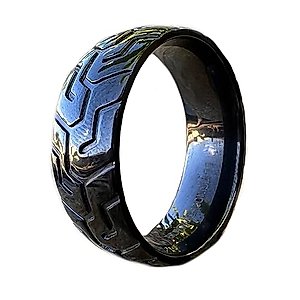 Men's Black Zirconium Metal Sports Car Biker Motorcycle Tire Tread Ring Size 4-15 (10)