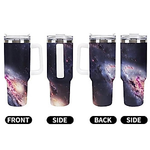 Night Galaxy Outer-Space Tumbler with Handle Travel Mug Water Bottle Tea Coffee Cup White-style