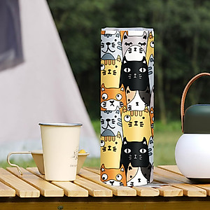 MoYueno Cat Mugs for Cat Lovers, Slim Kitty Tumbler with Lid & Straw & Brush, Kitty Coffee Mugs for Animal Lovers, Color Animal Tumbler 20 Oz
